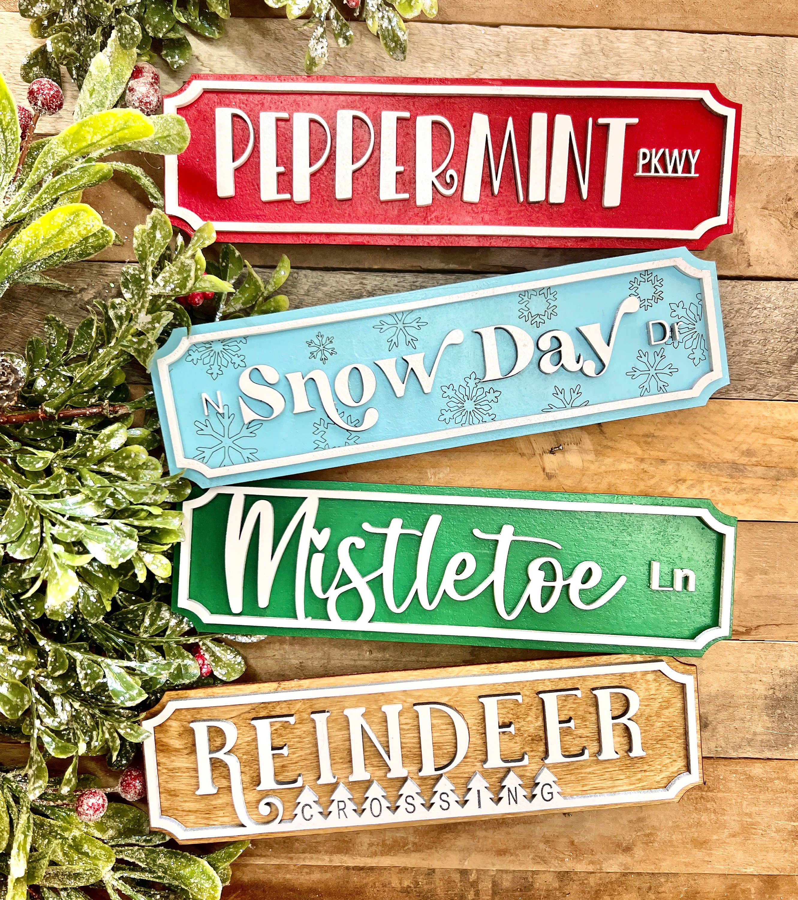 9" Street Signs for Winter & Christmas Tiered Tray, Coffee Bar, Hutch ...