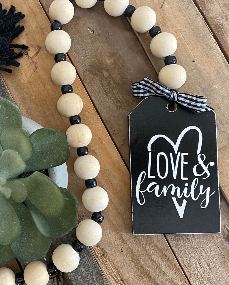 HOME WOOF love you more love & family heart wooden tag and | Etsy