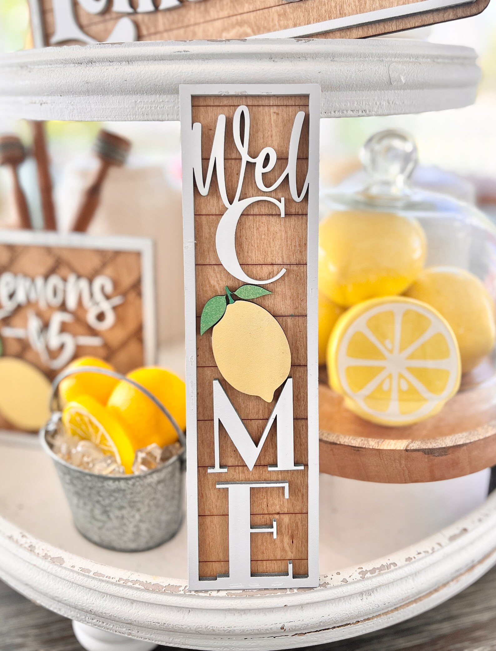 Fresh Lemonade, Lemon Decor for Kitchen, Dining Room, Tiered Tray and ...