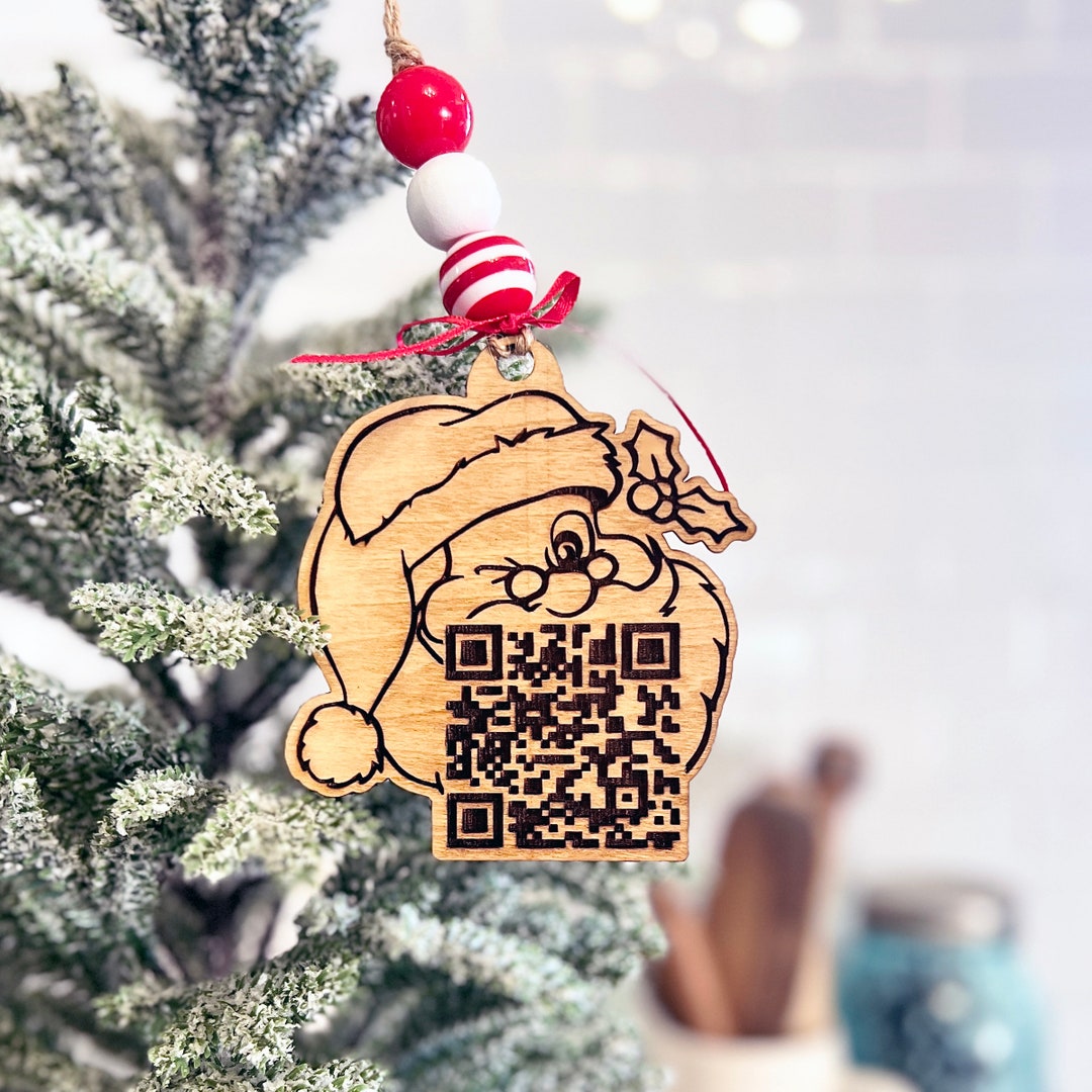 Santa Tracker QR Code Ornament With Adorable Santa Image, Easy for Kids ...