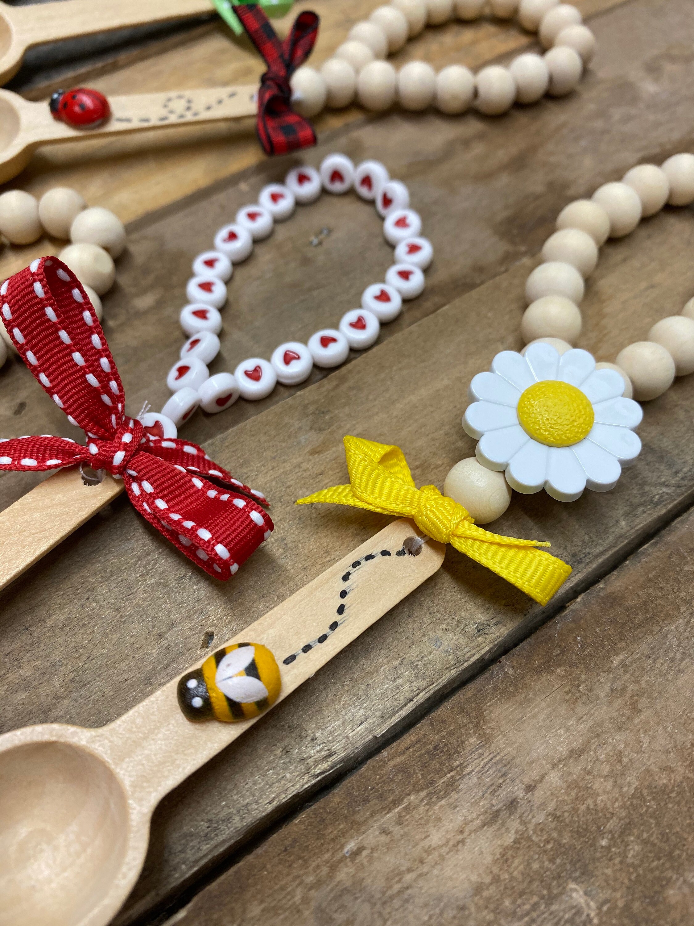 Bumblebee / Bee Themed Wooden Bead Loop Sugar Bowl Spoon and - Etsy