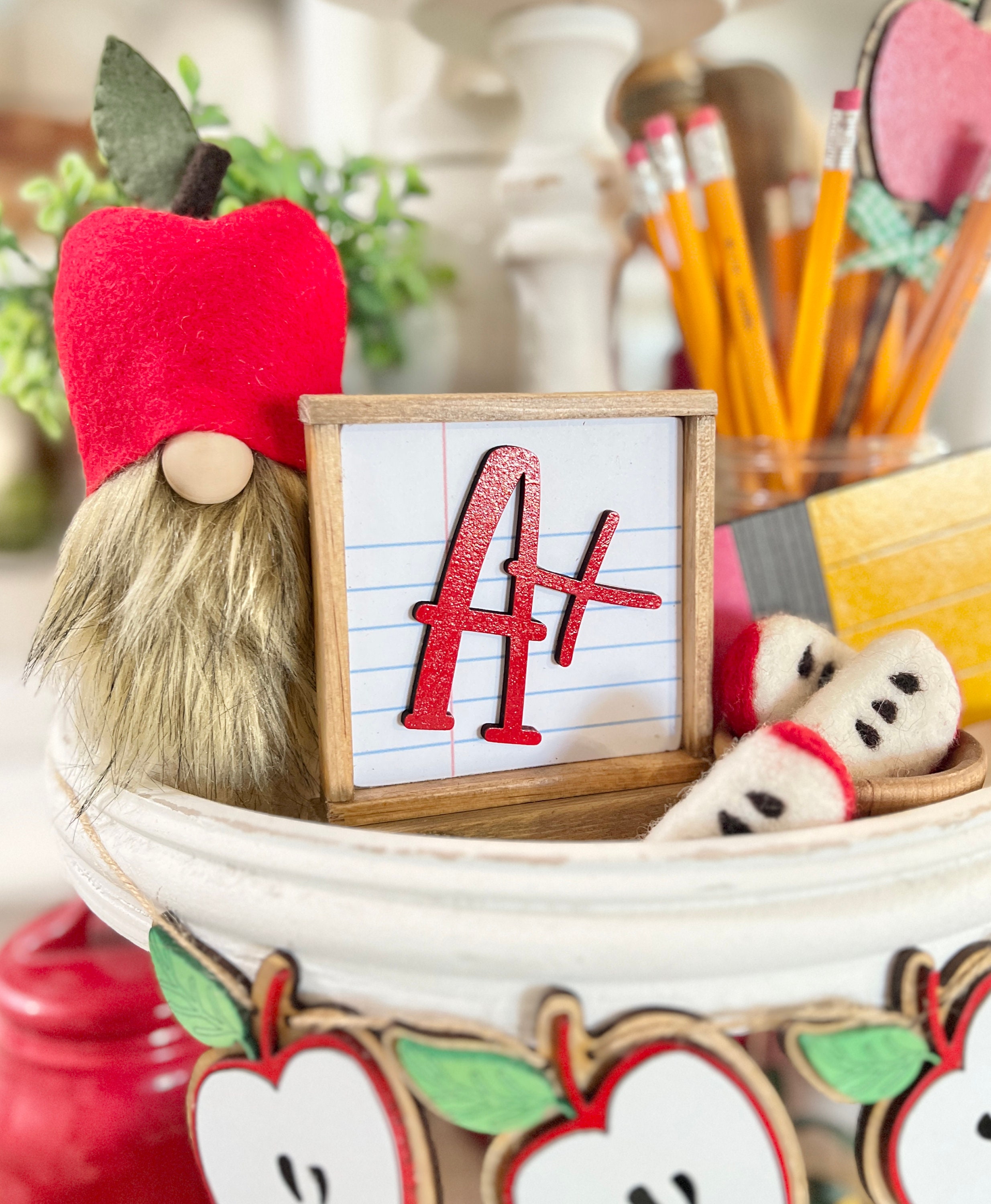 Teacher & Homeschool Themed Tiered Tray Set! Small Plaque is Custom ...