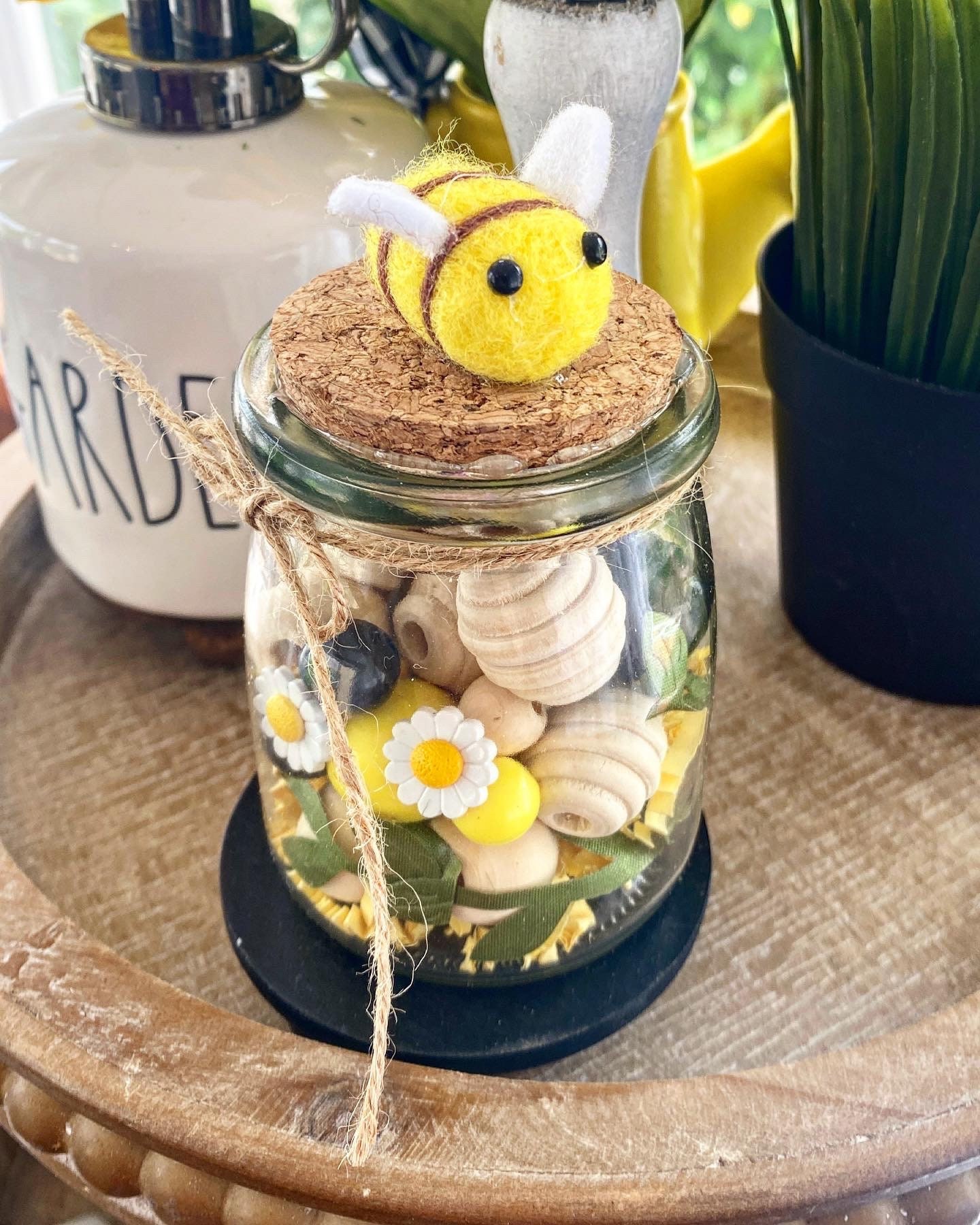 Bumblebee, Honey Bee Bubble Jar Filled to the Brim With a Felt Bee ...