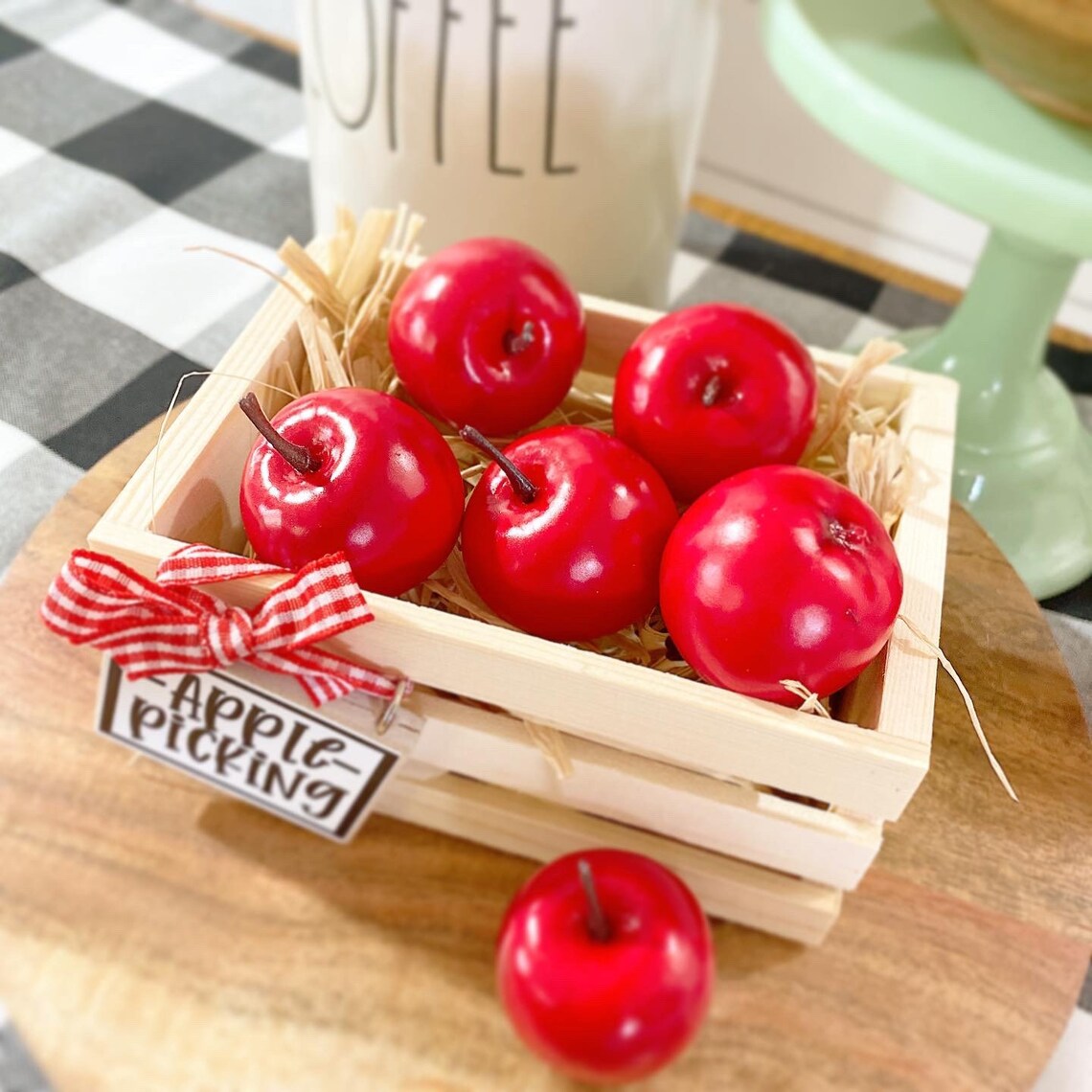 Apple Picking Crate Comes With 5 Apples - Sized for Tiered Trays, 5x3 ...