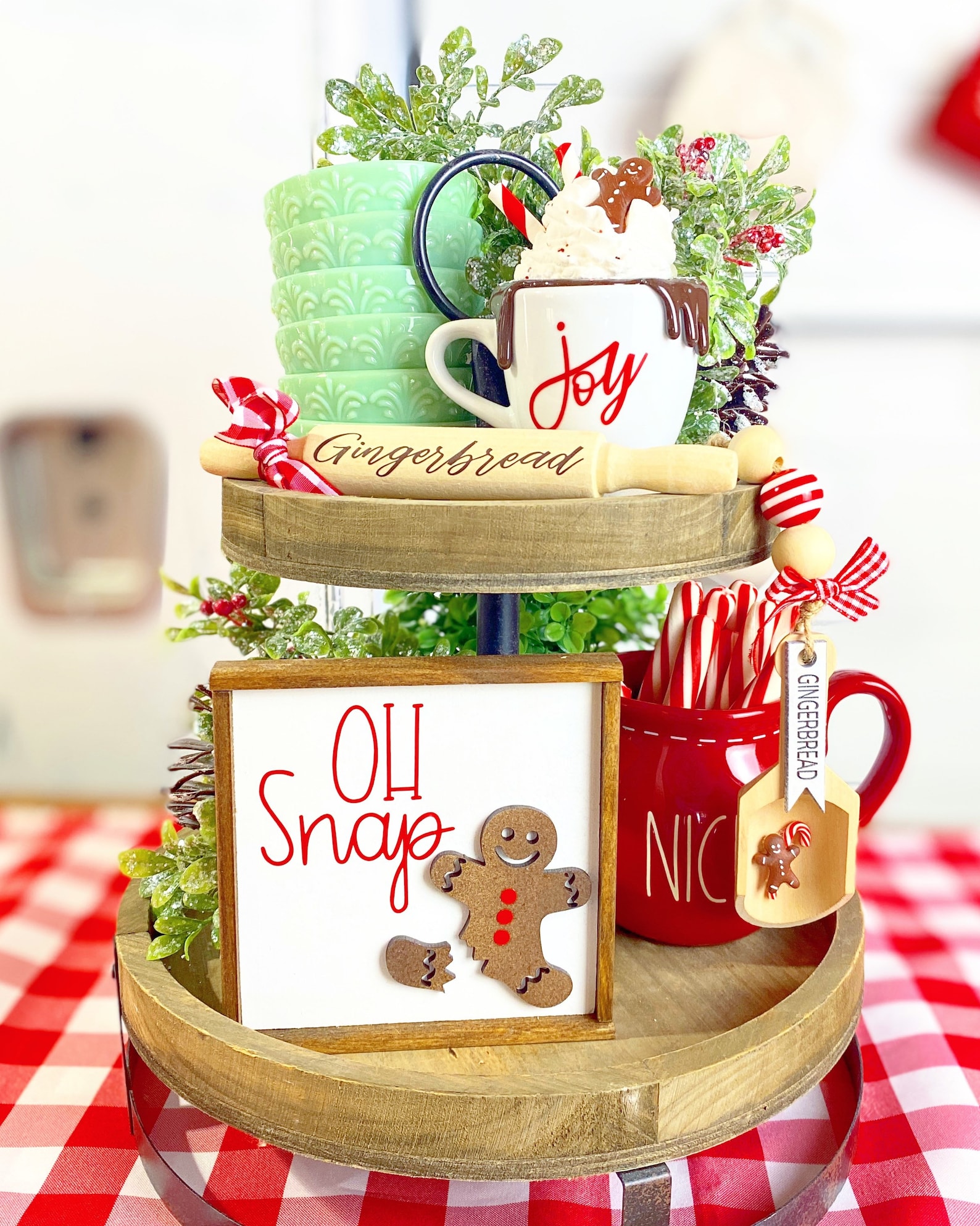 Gingerbread Tiered Tray Set Mini Mug Canister Scoop Rolling - Etsy