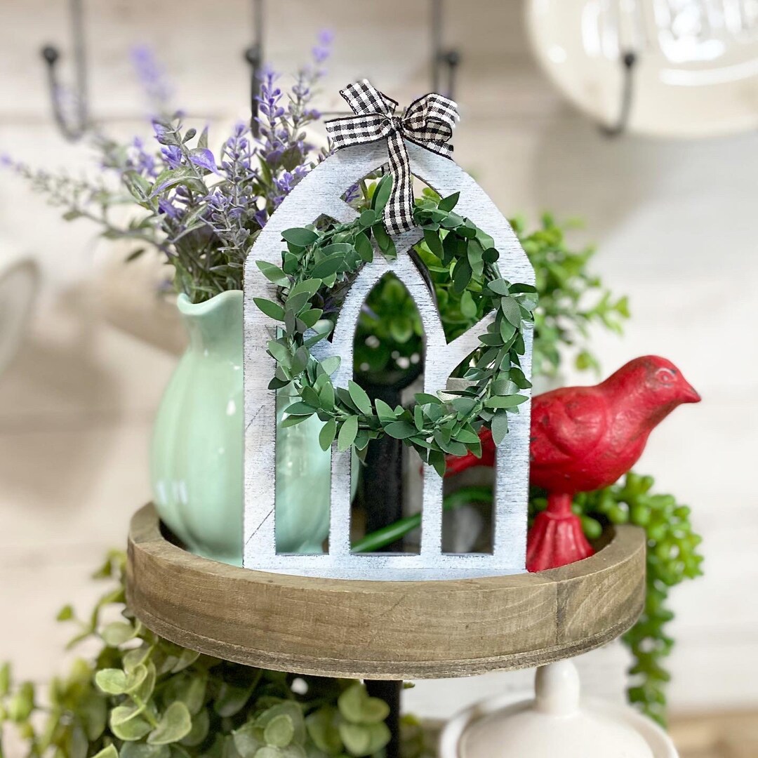 Cathedral Window With Wreath for Tiered Trays, Faith / Christian Decor ...