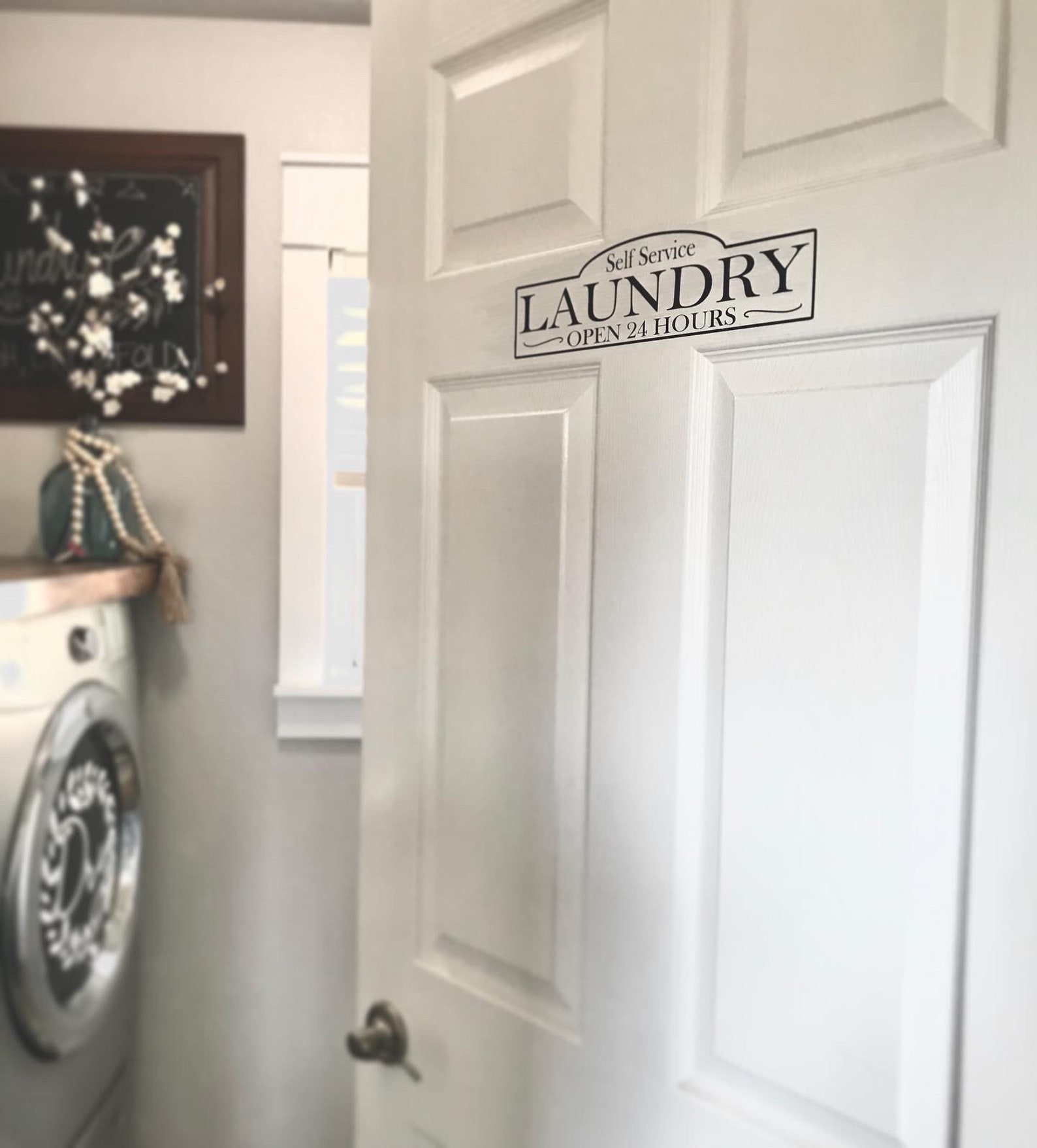 LAUNDRY Room Door Decal Self Service Laundry Open 24 Hours - Etsy