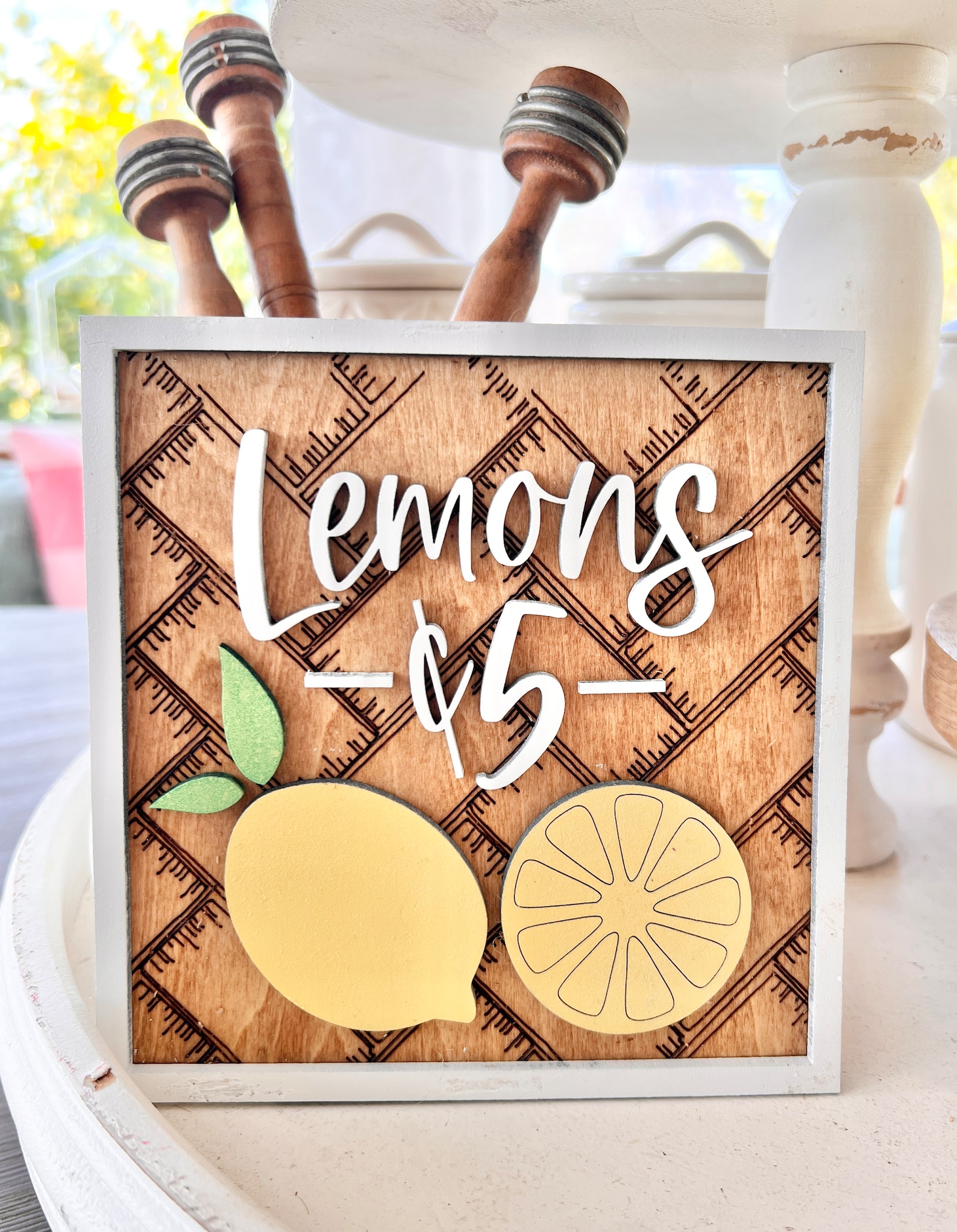 Fresh Lemonade, Lemon Decor for Kitchen, Dining Room, Tiered Tray and ...