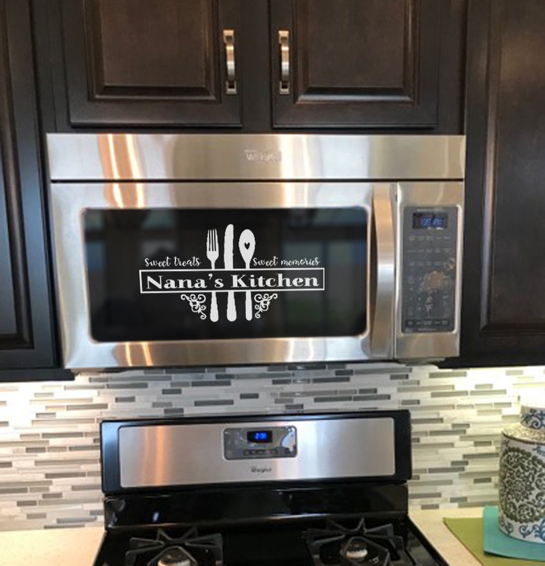 Microwave Decal - Retro Kitchen, Family "name"s Kitchen, Nana's ...