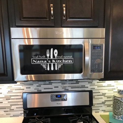 Microwave Decal Retro Kitchen Family names - Etsy