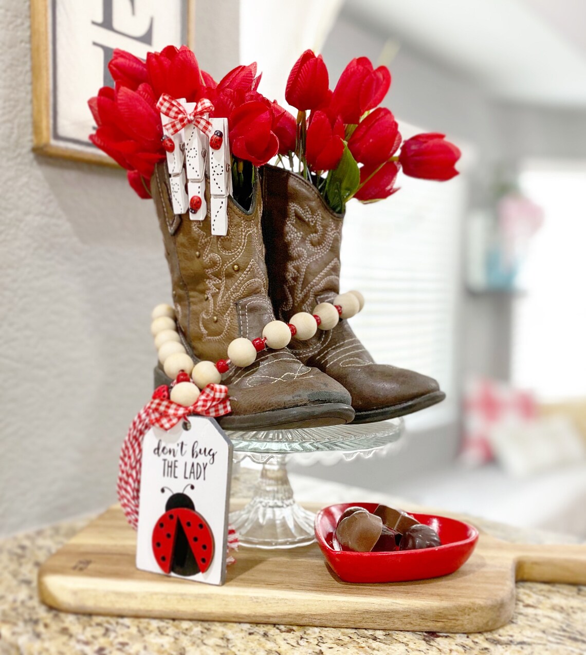 Ladybug Themed Wooden Bead Loop Sugar Bowl Spoon and Clothes Pins for ...