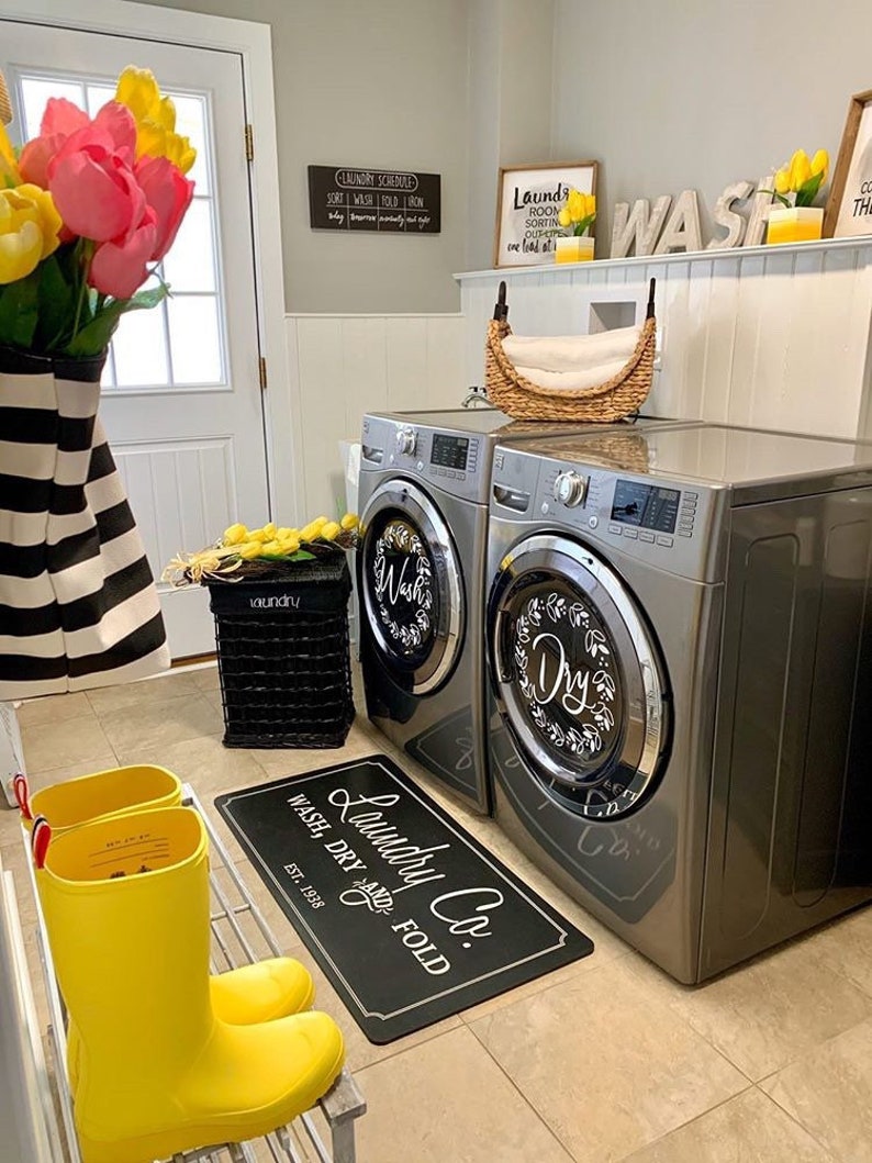 Laundry room decor Wash Dry vinyl | Etsy