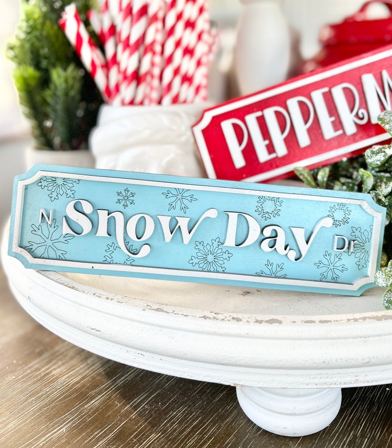 9" Street Signs for Winter & Christmas Tiered Tray, Coffee Bar, Hutch ...