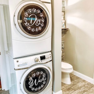 Wash Dry Vinyl Decals, Floral Wreath Laundry Room Decor - Etsy
