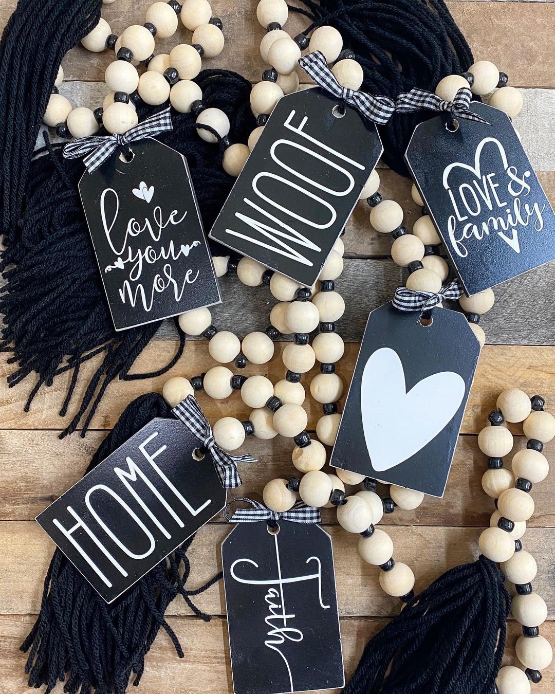 HOME, WOOF, Love You More, Love & Family, Heart Wooden Tag and Wooden ...