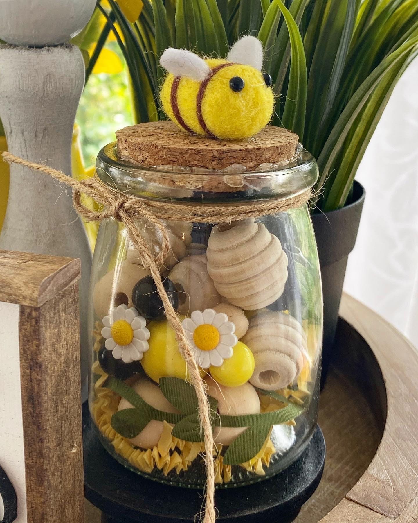 Bumblebee, Honey Bee Bubble Jar Filled to the Brim With a Felt Bee ...