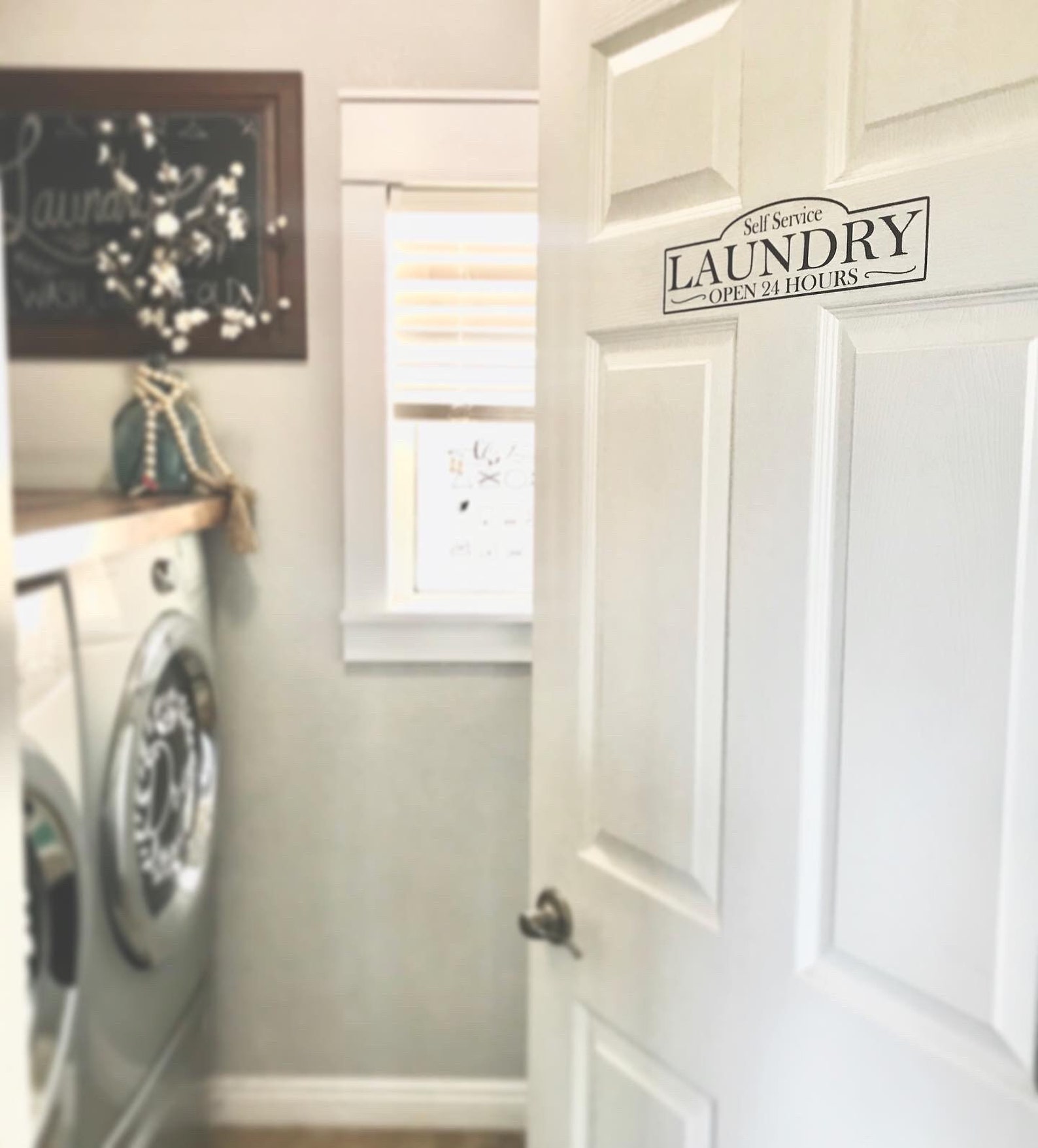LAUNDRY Room Door Decal Self Service Laundry Open 24 Hours - Etsy