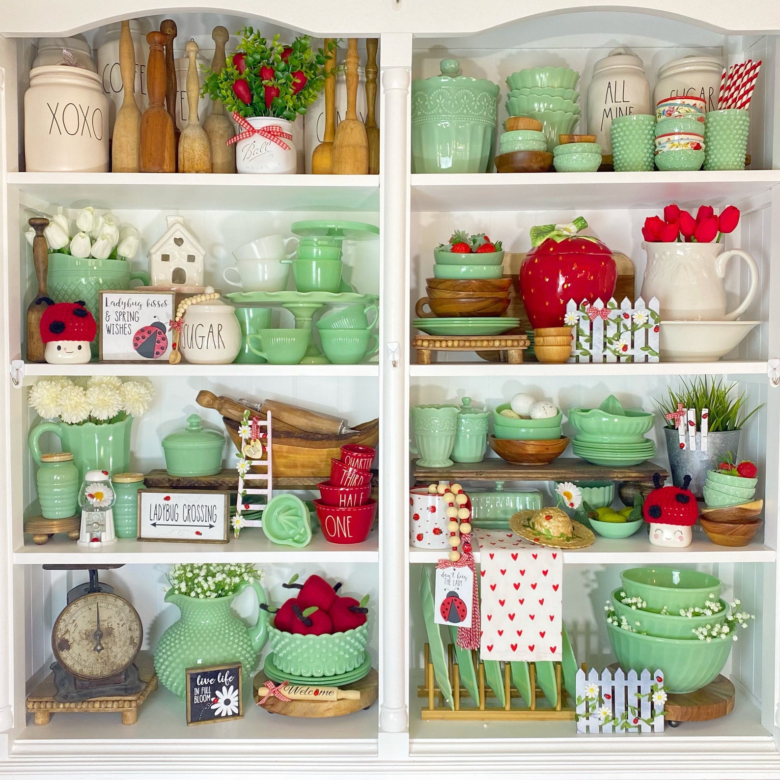 Ladybug Decor White Black & Red Tiered Tray Set Mix and - Etsy