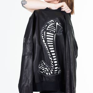 Cobra Cult Black Leather Bomber Jacket - Etsy