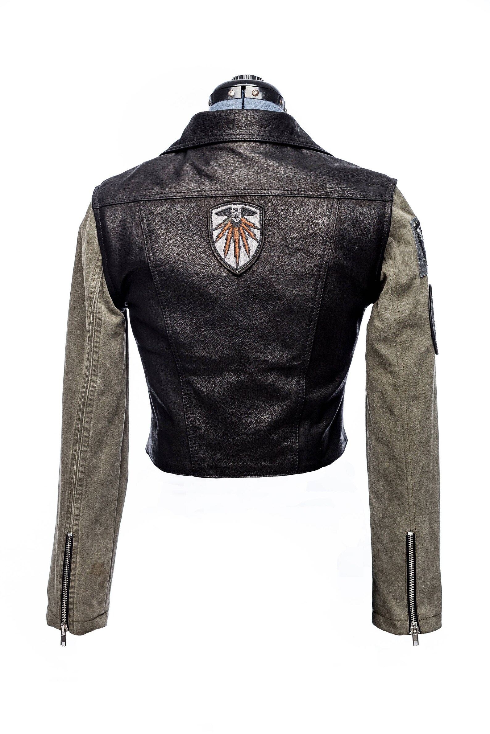Military X Cropped Leather Biker Jacket - Etsy