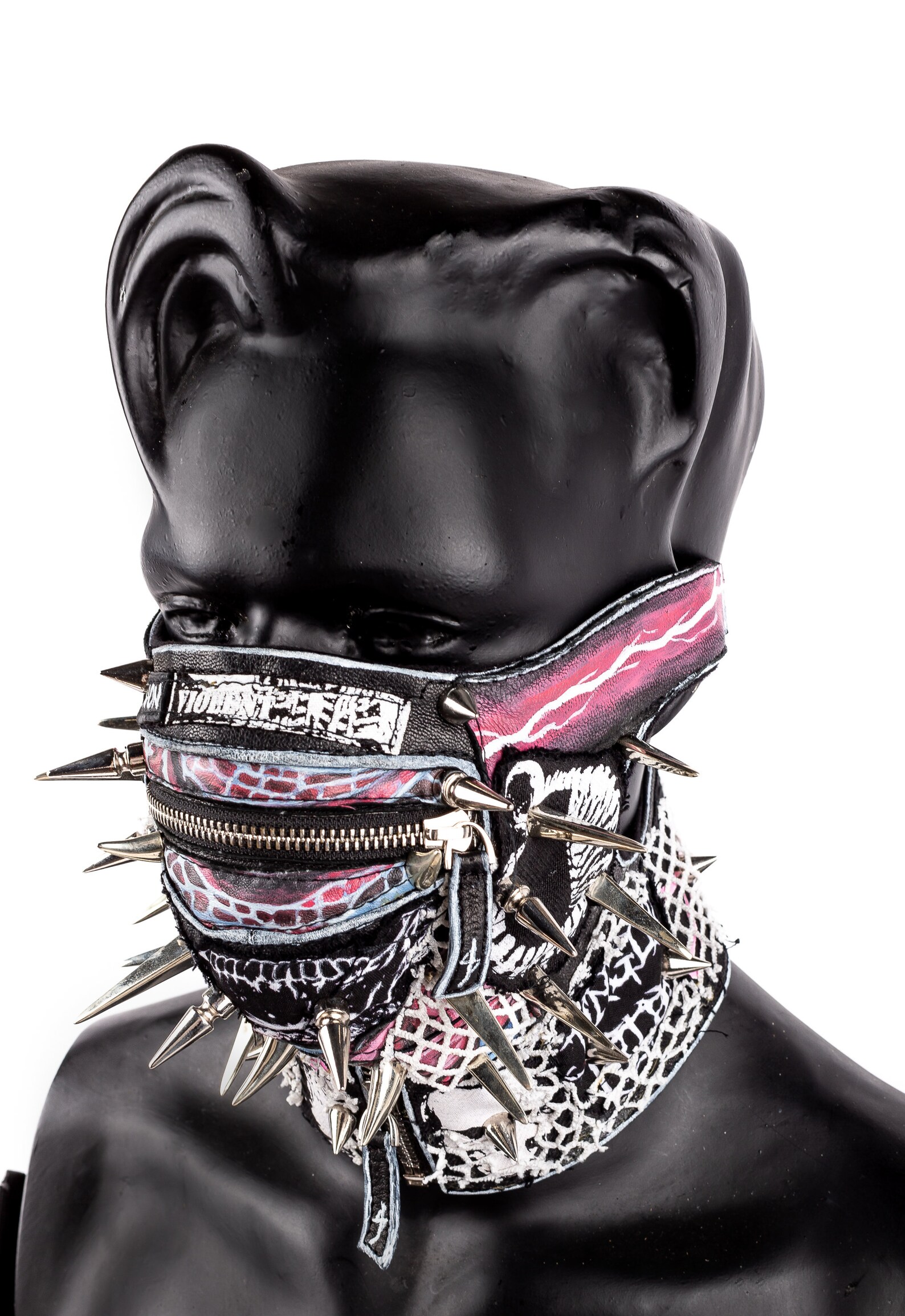 Pink Punk Spiked Face Mask - Etsy