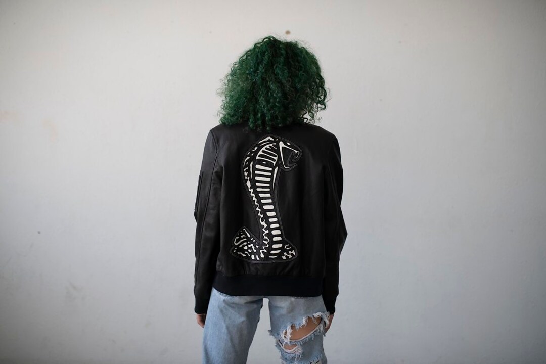 Cobra Cult Black Leather Bomber Jacket - Etsy
