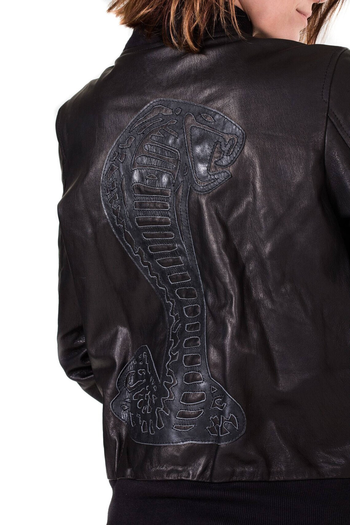 Cobra Cult Black Leather Bomber Jacket - Etsy