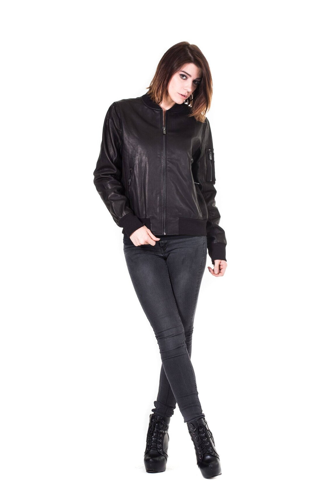 Cobra Cult Black Leather Bomber Jacket - Etsy
