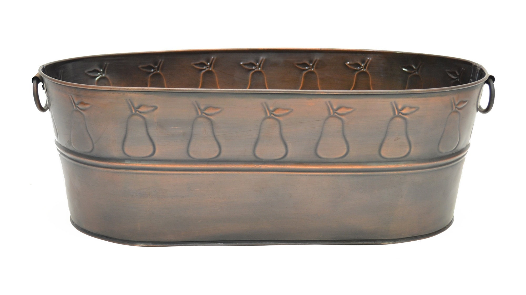 Oval Beverage Tub/bucket With a Pear Pattern, Copperized Tin-21l X 11w ...