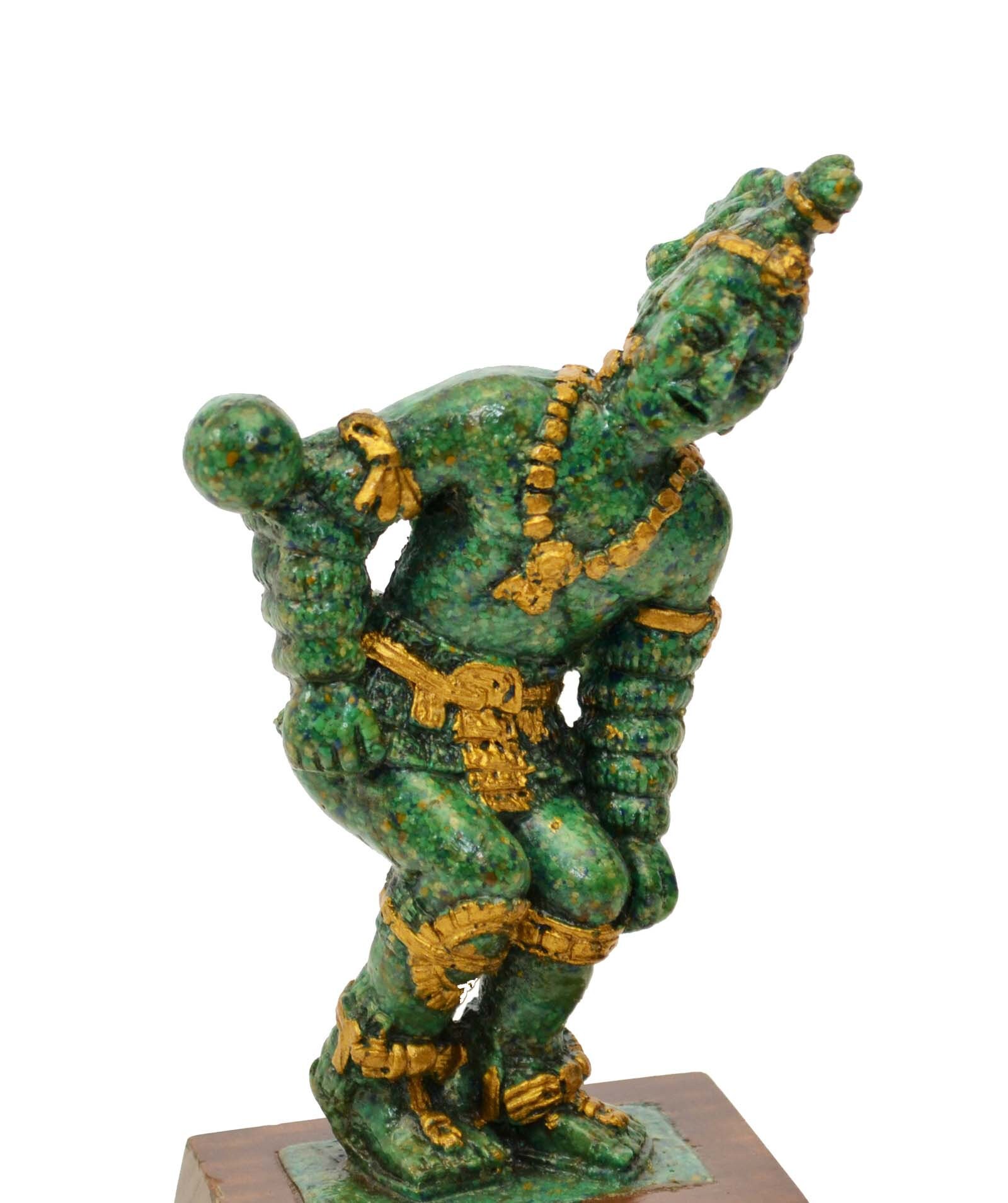 Vintage Aztec/mayan Malachite Composite Ball Player Statue 7.25 Inches ...