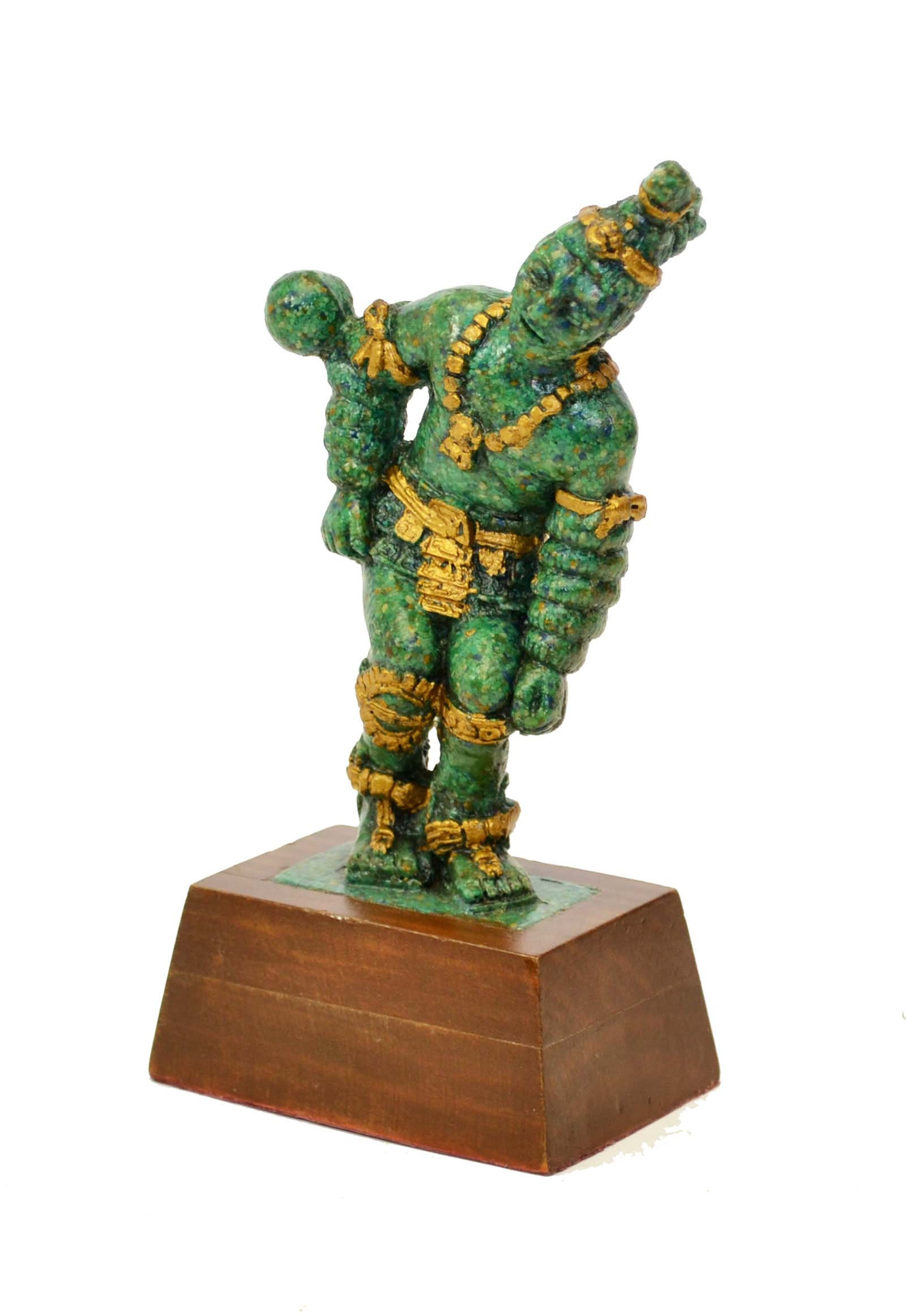 Vintage Aztec/mayan Malachite Composite Ball Player Statue 7.25 Inches ...