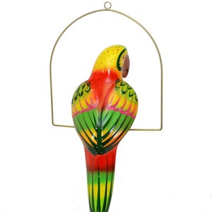 Ceramic Hanging Parrot With Perch-22.5 Inches High, Multi-color, Hand ...