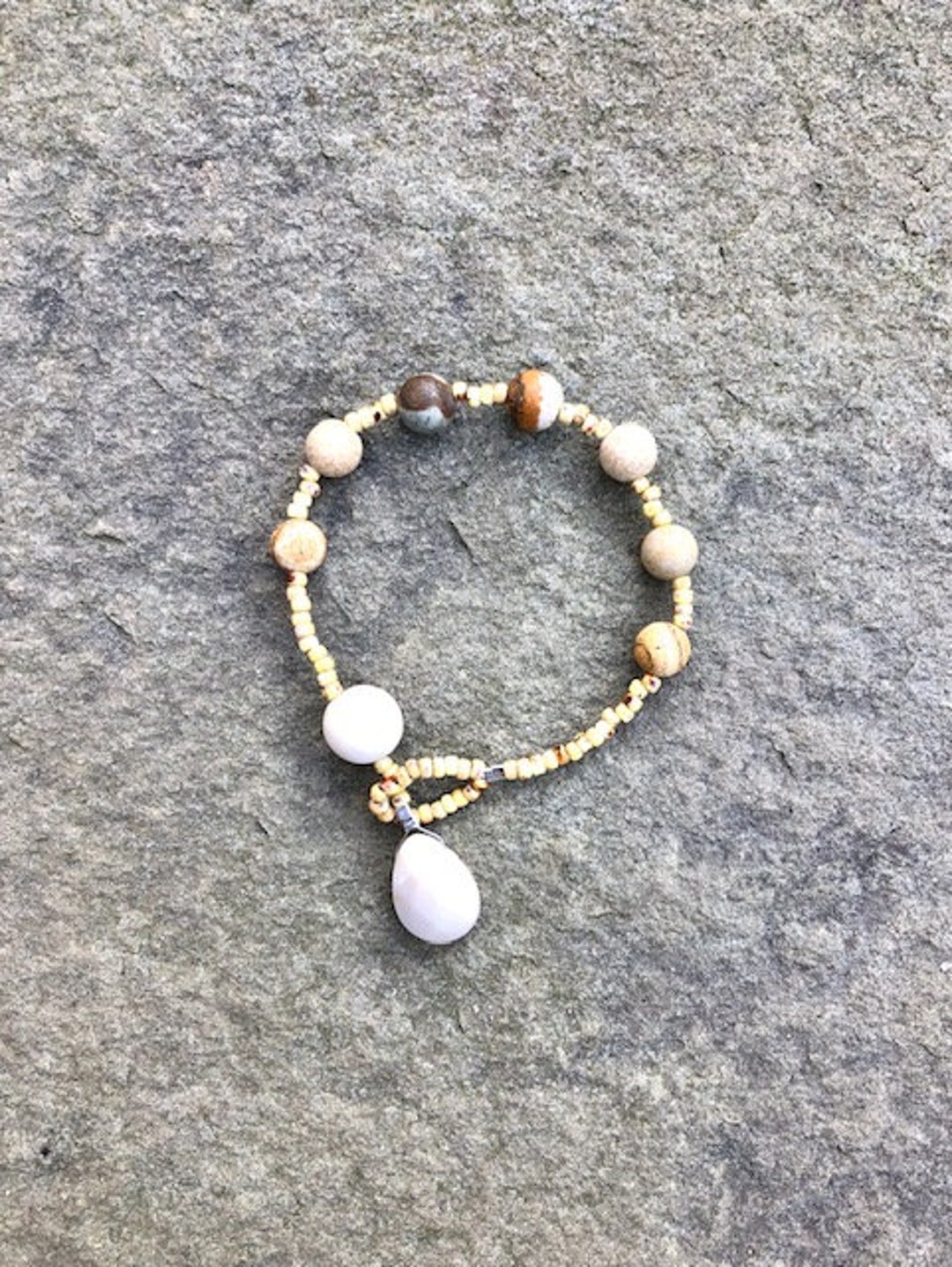 Tumbled Jasper River Stone With Faceted Jasper Teardrop - Etsy