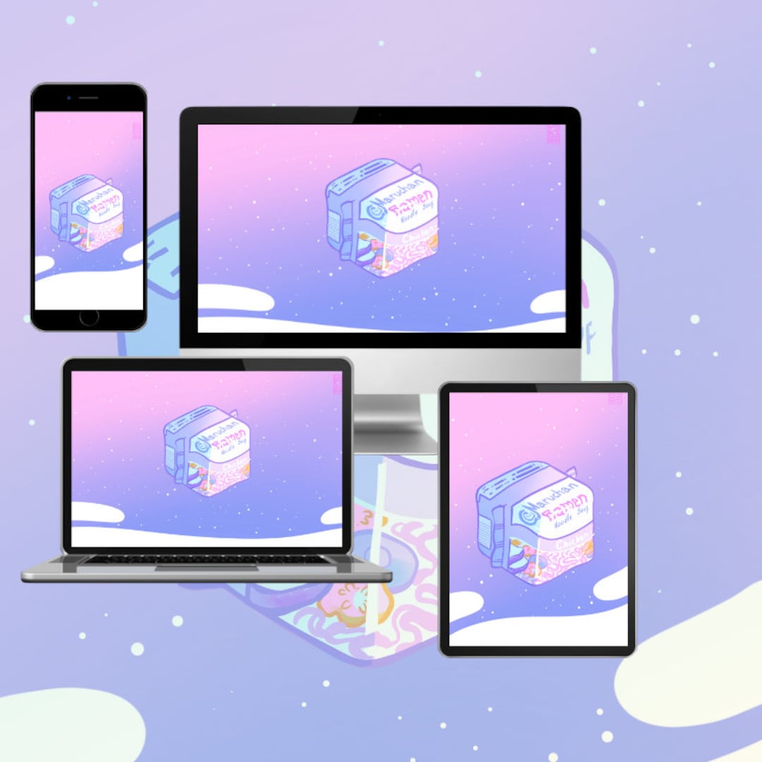 Purple Aesthetic Ramen Phone and Desktop Wallpapers | iPhone Wallpaper ...