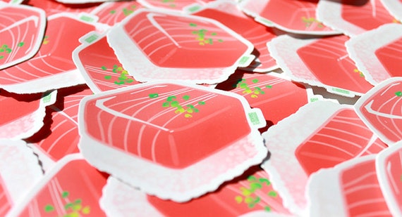 Tuna Sushi Cube Water Bottle Stickers Laptop Decal Unique - Etsy