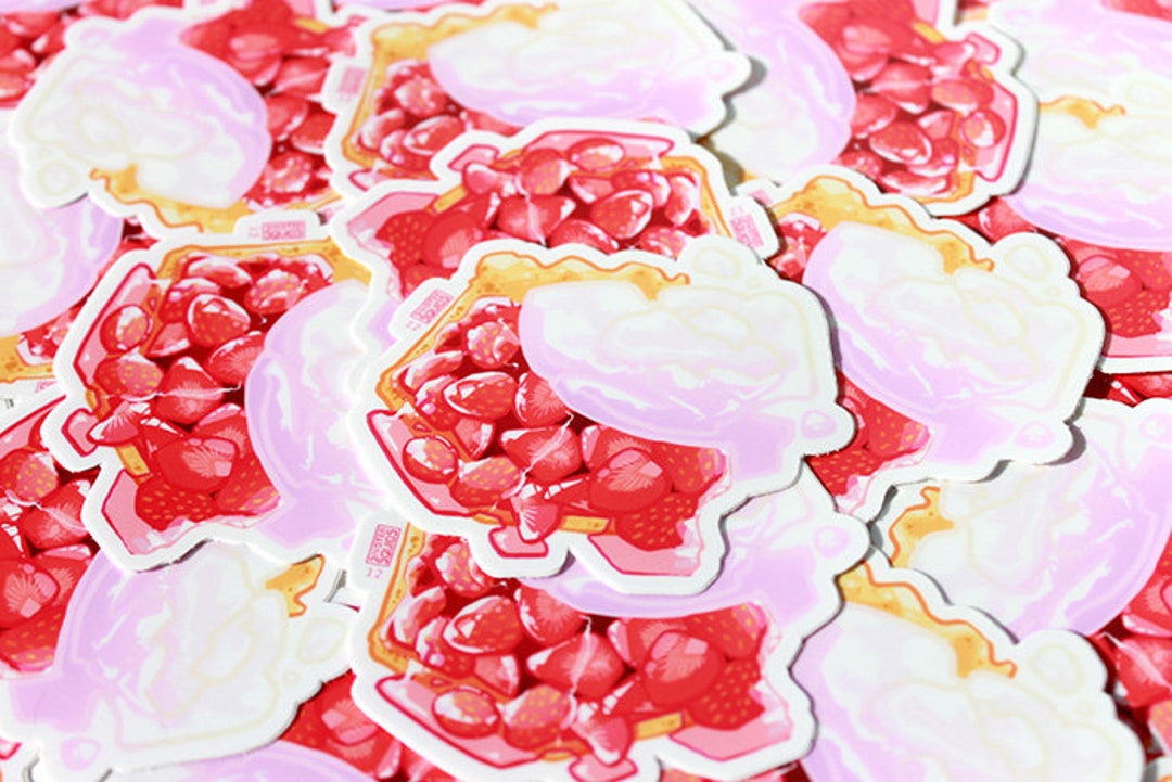 Strawberry Pie Cube Waterproof Aesthetic Anime Stickers | Otaku Gift ...