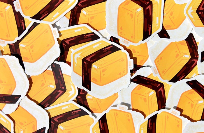 Tamago Sushi Cube Vinyl Stickers - Laptop Decal Water Bottle Anime ...