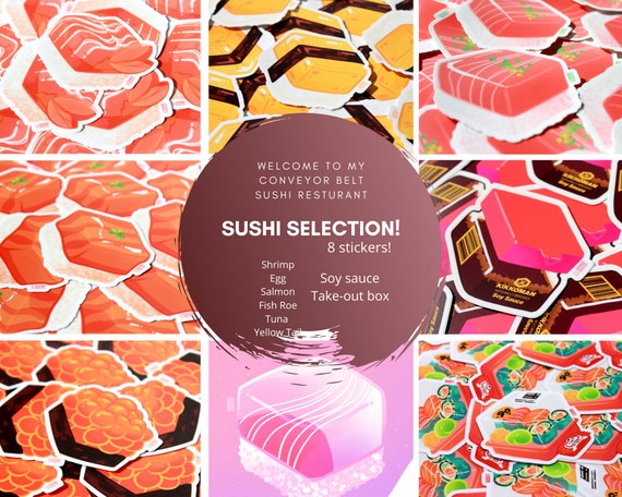 Sushi Sticker Set Waterproof Stickers | Etsy