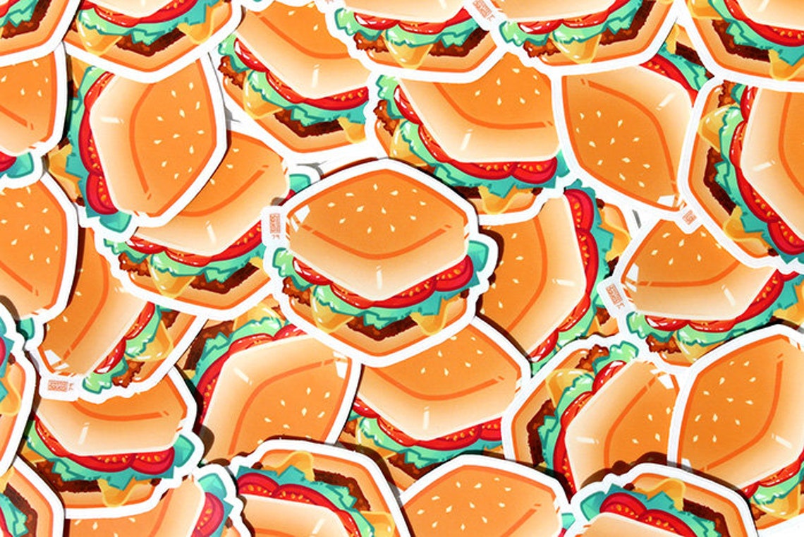 Burger Cube 3" Waterproof Aesthetic Anime Stickers | Otaku Gift for ...