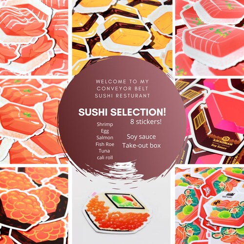 Sushi Sticker Set Waterproof Stickers - Etsy