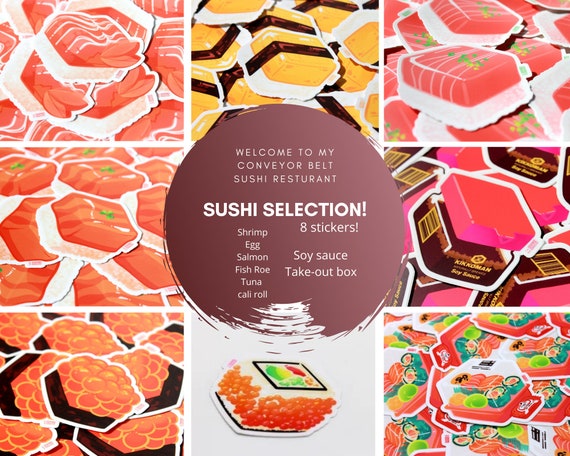 Sushi Sticker Set Waterproof Stickers - Etsy