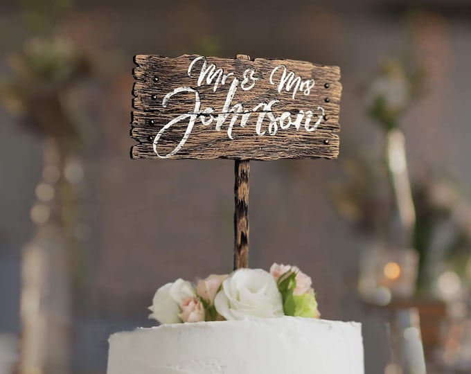 Wedding Cake Topper Similar to a Miniature Sign With White | Etsy