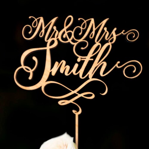 Personalized Wedding Cake Topper With Rustic Wreath Etsy