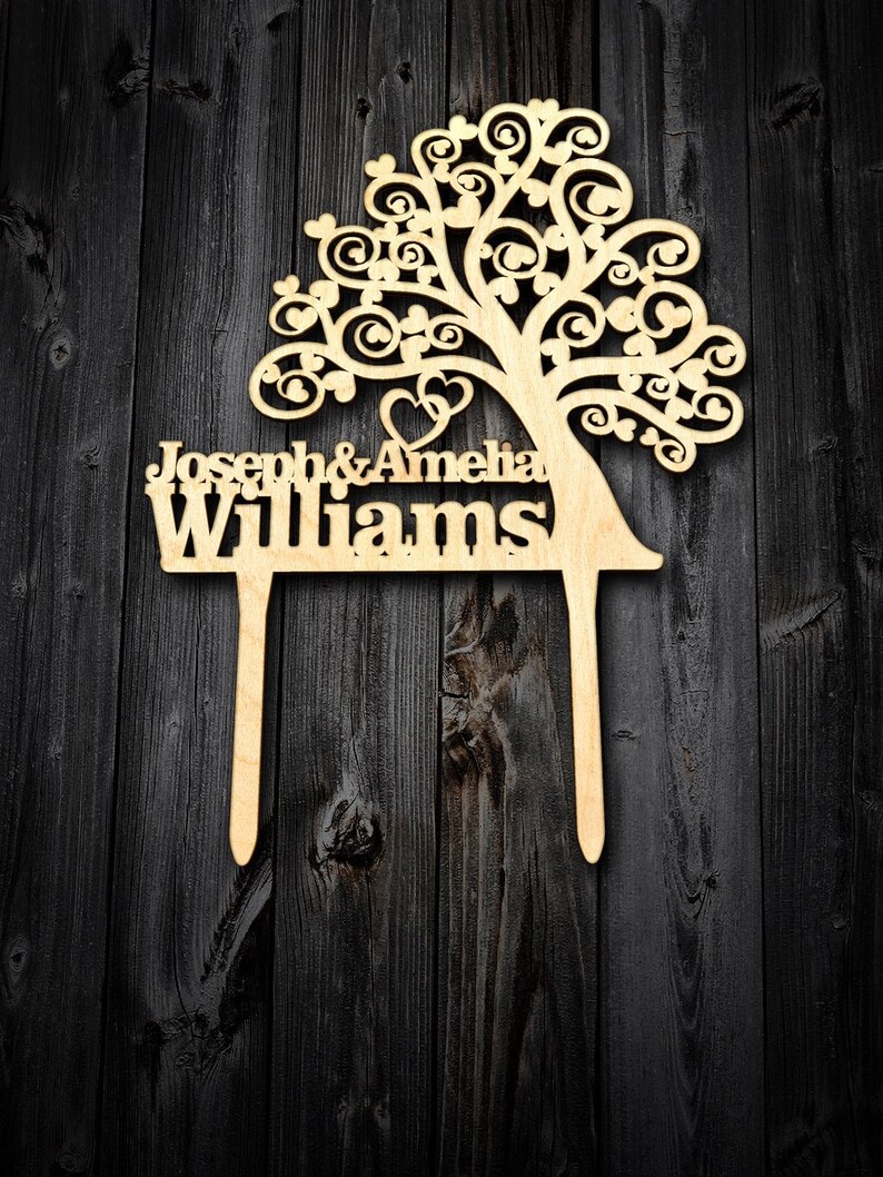 Custom Cake Topper. Wood Tree Wedding cake topper Wood Cake | Etsy