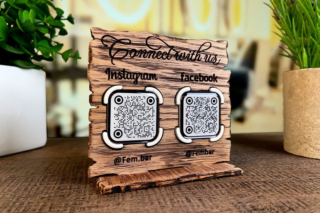 QR Code Sign, Old Wood Sign With 3D QR Code, Social Media Sign, Scan to ...