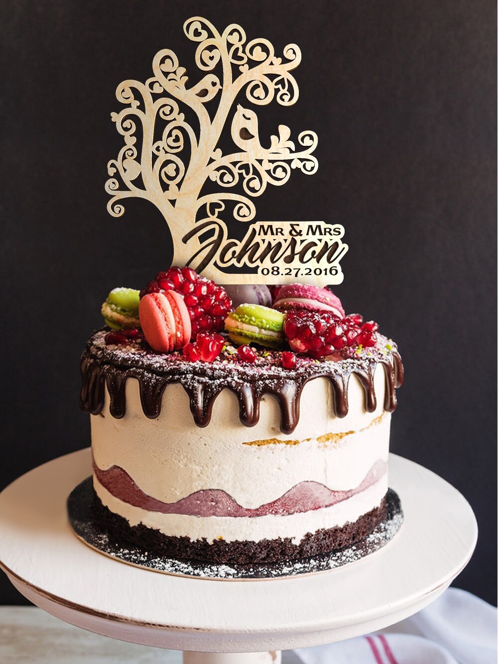 Rustic Cake Topper Wooden Cake Toppers Birds and Tree Custom | Etsy