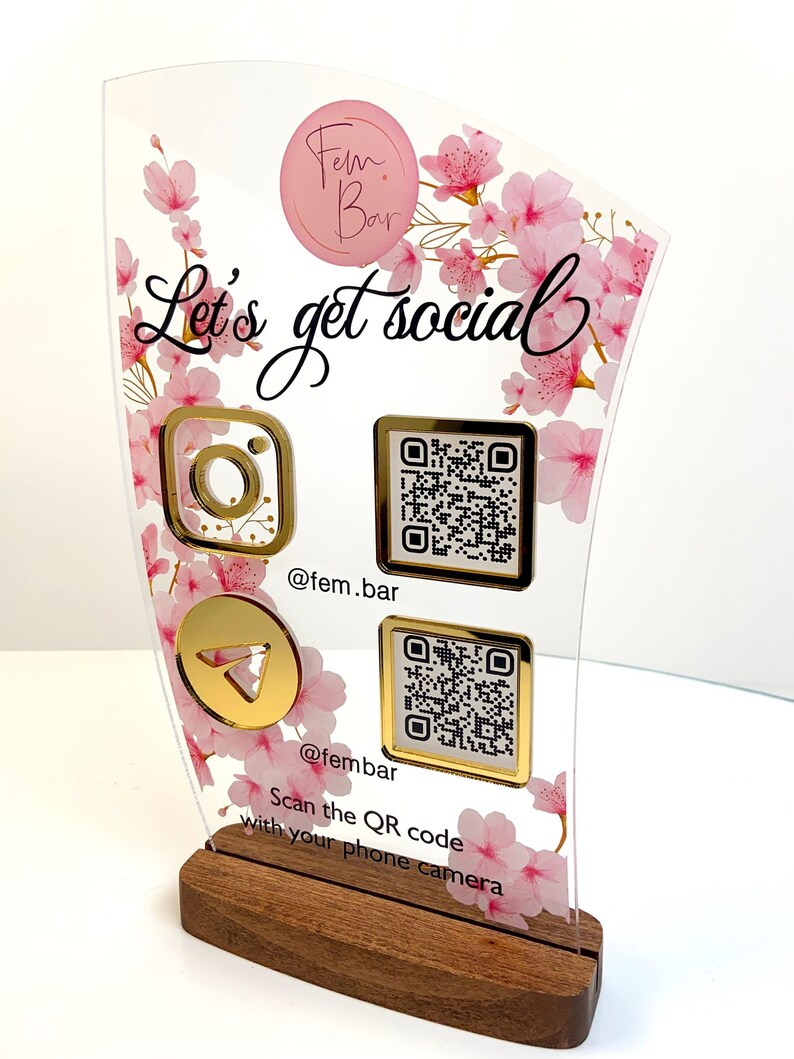 Personalized Social Media Sign With Instagram Facebook Logo, Business ...