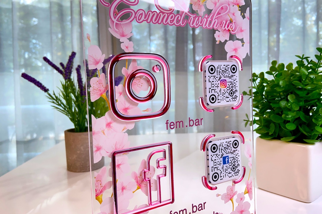 Personalized Social Media Sign With Instagram Facebook Logo, QR Code ...