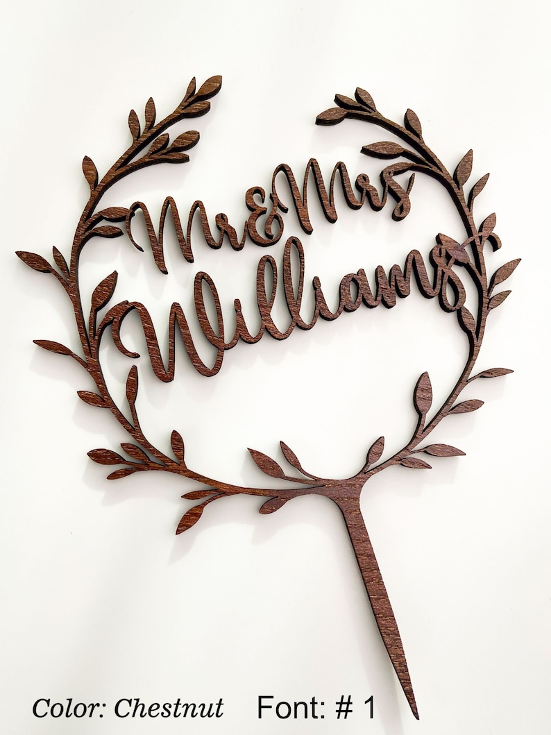 Personalized Wedding Cake Topper With Rustic Wreath - Etsy