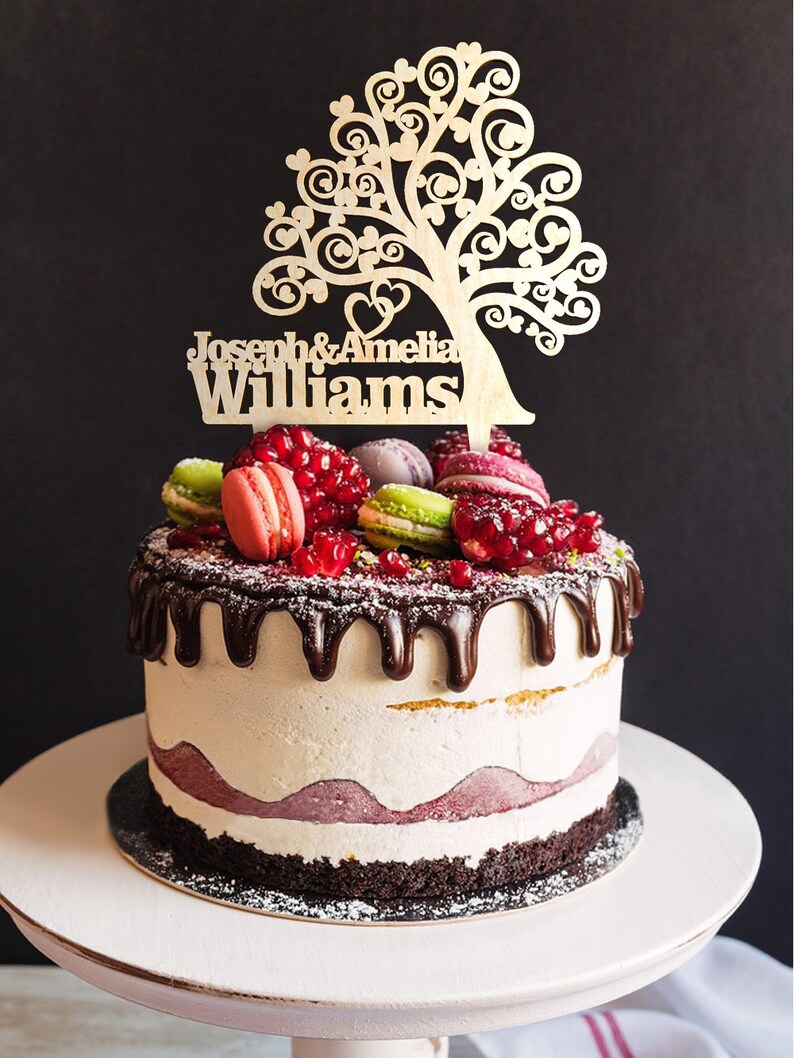 Custom Cake Topper. Wood Tree Wedding cake topper Wood Cake | Etsy